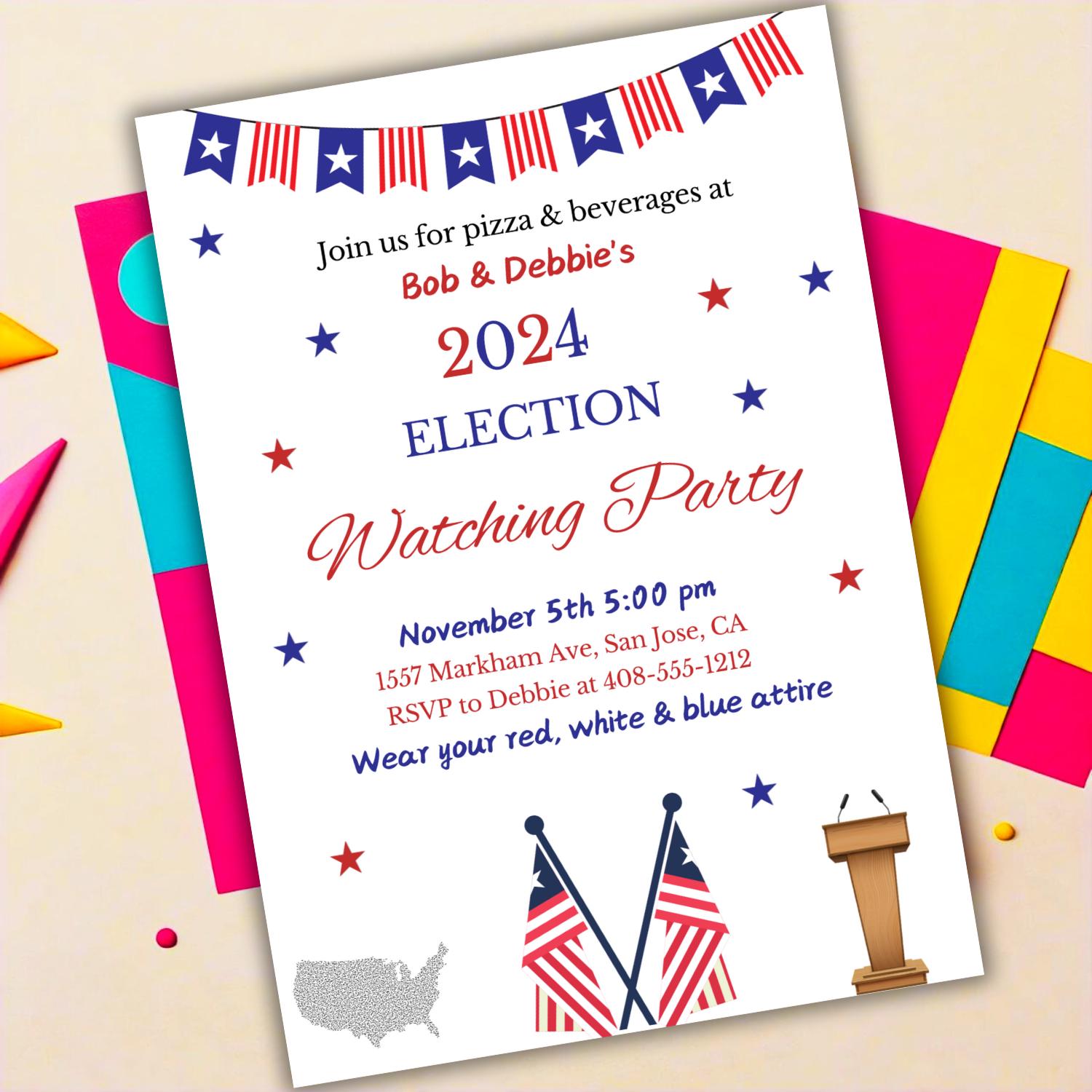Editable Election Night Party Invitation Template (digital Download) - Etsy