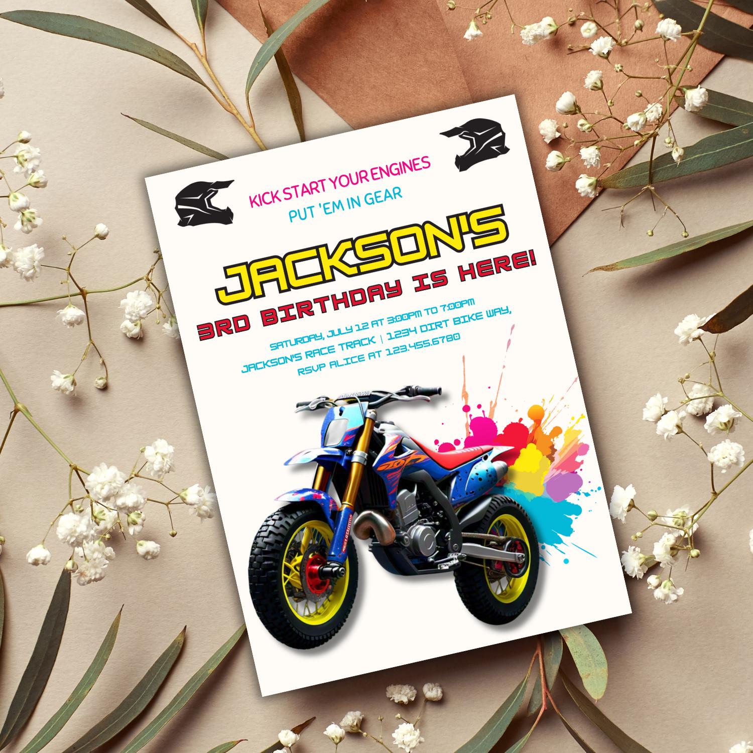 Motocross Invitation, Motocross Party, Dirtbike Party, Editable Invitation, Instant Download ...