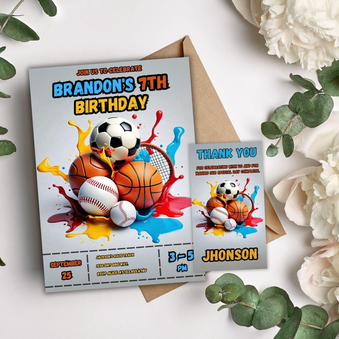 Editable Sports Invitation, All Sports Party Template , Football Evite ...