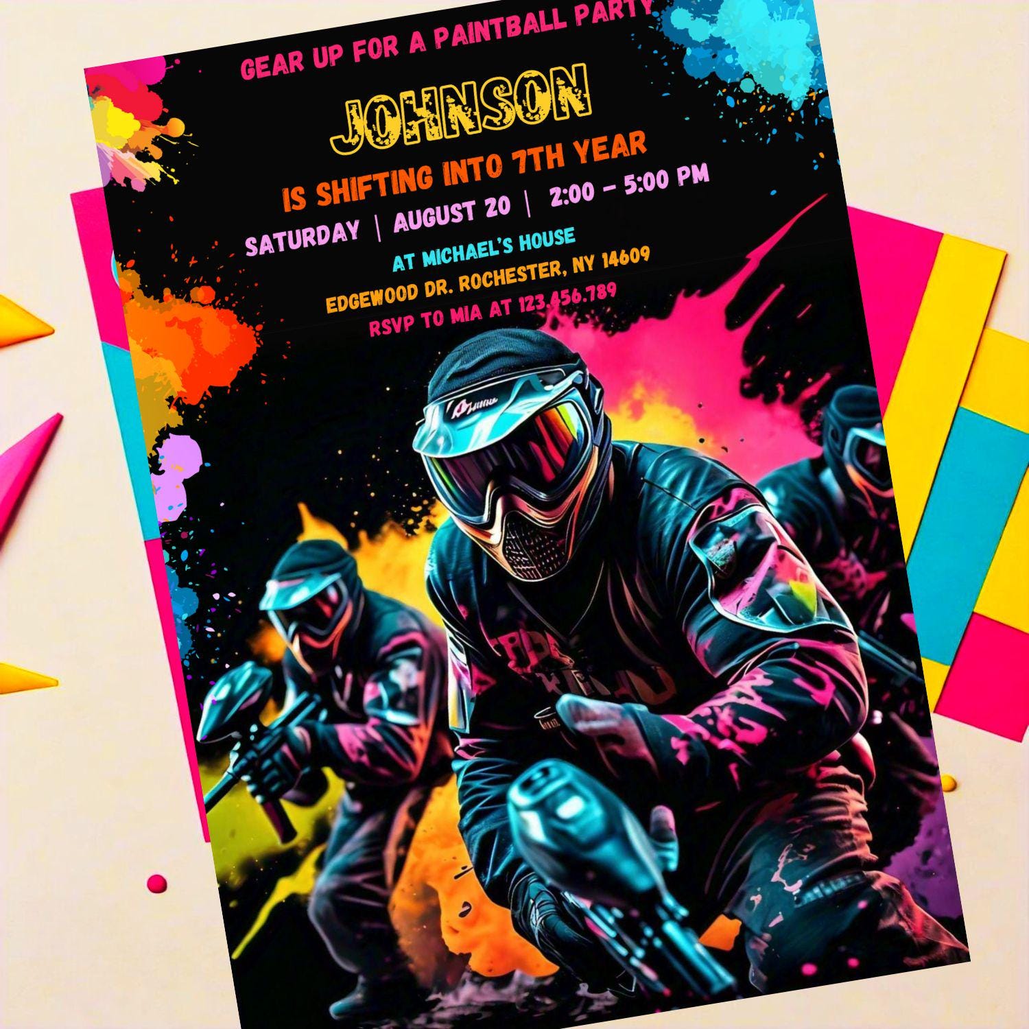 Paint Party Invitation Paintball Invitation Paintball War Invite ...