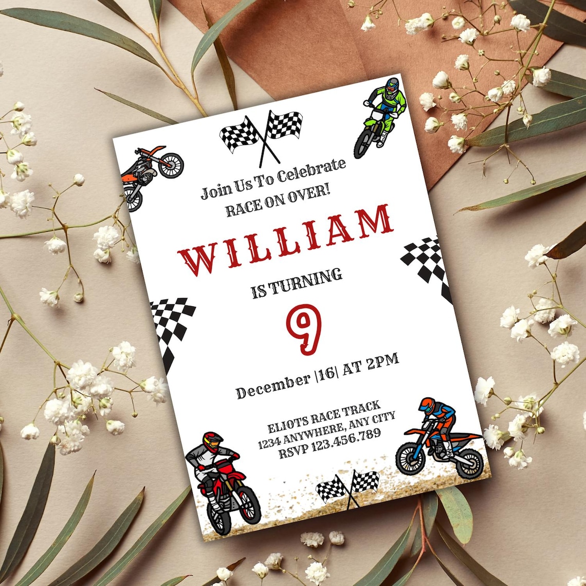 MOTORBIKE Invite INSTANT DOWNLOAD Dirt Bike Invite Editable Dirt Bike ...