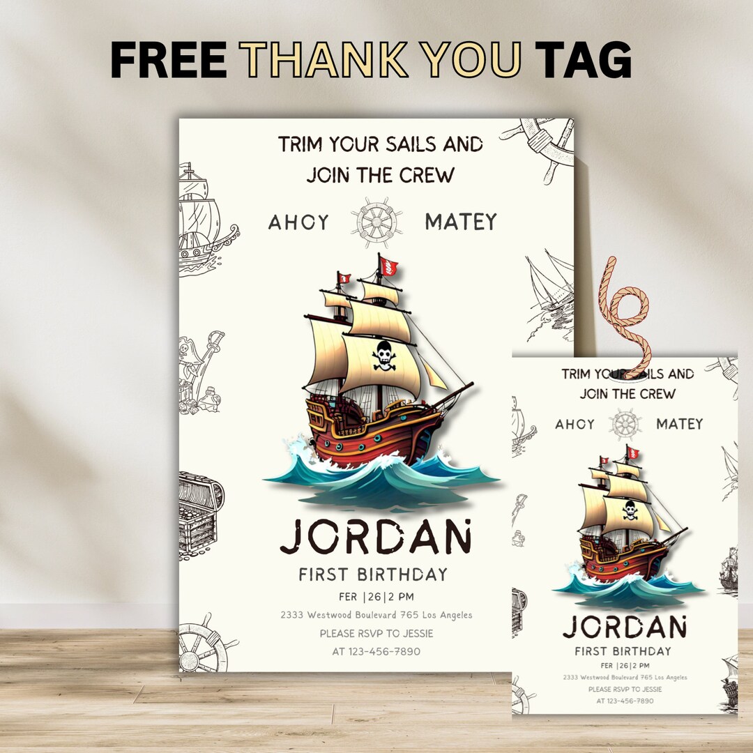 Pirate Birthday Invitation, Ahoy Mateys, Pirate Invitation, Pirate ...