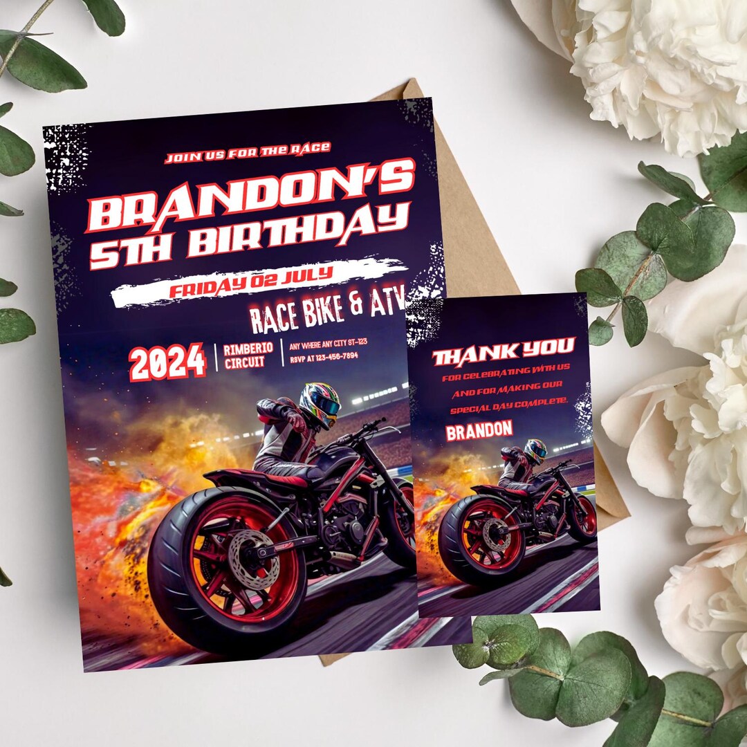 Motocross Birthday Invite, Dirt Bike Invitation, Motocross Invitation ...