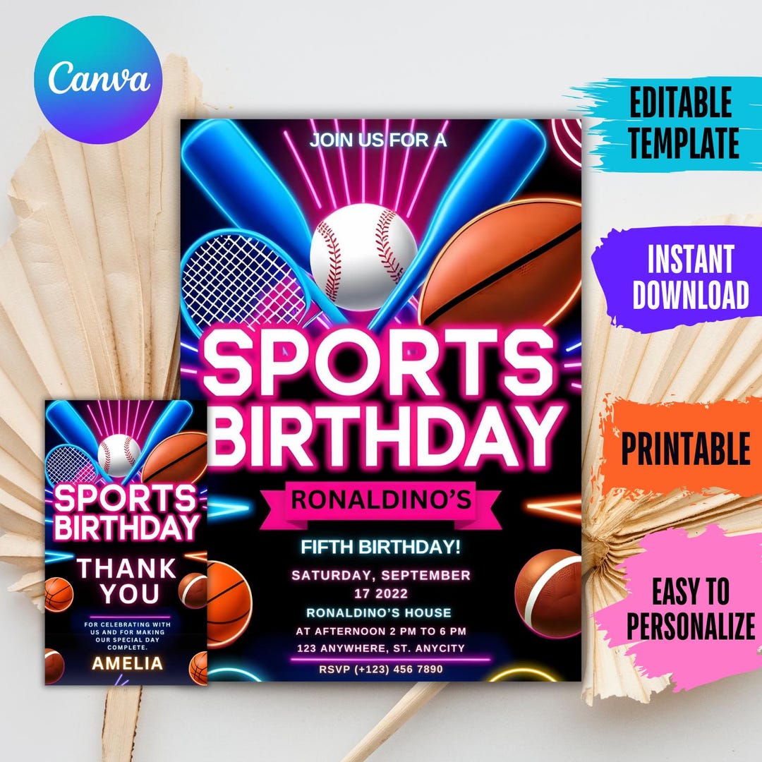 Editable All Star Sports Birthday Invitation: Digital Download - Etsy