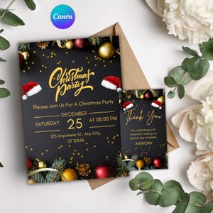 Editable Christmas Party Invitation Template: Festive Holiday Invite ...