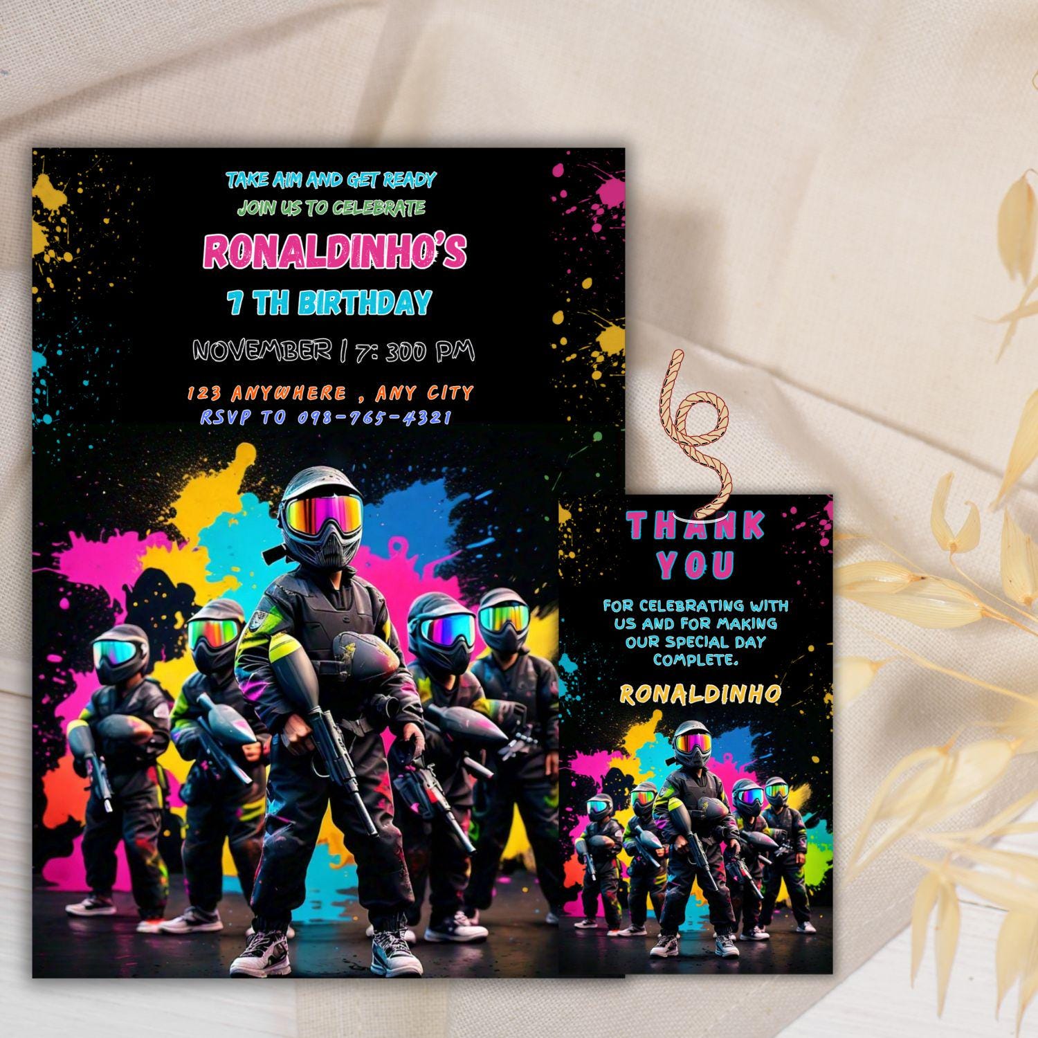 Paintball Birthday Invitation Boy EDITABLE Paintball Party Invite ...
