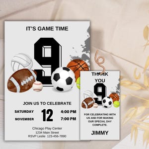 Sports 9th Birthday Invitation: Neon All-star Theme (digital Download ...
