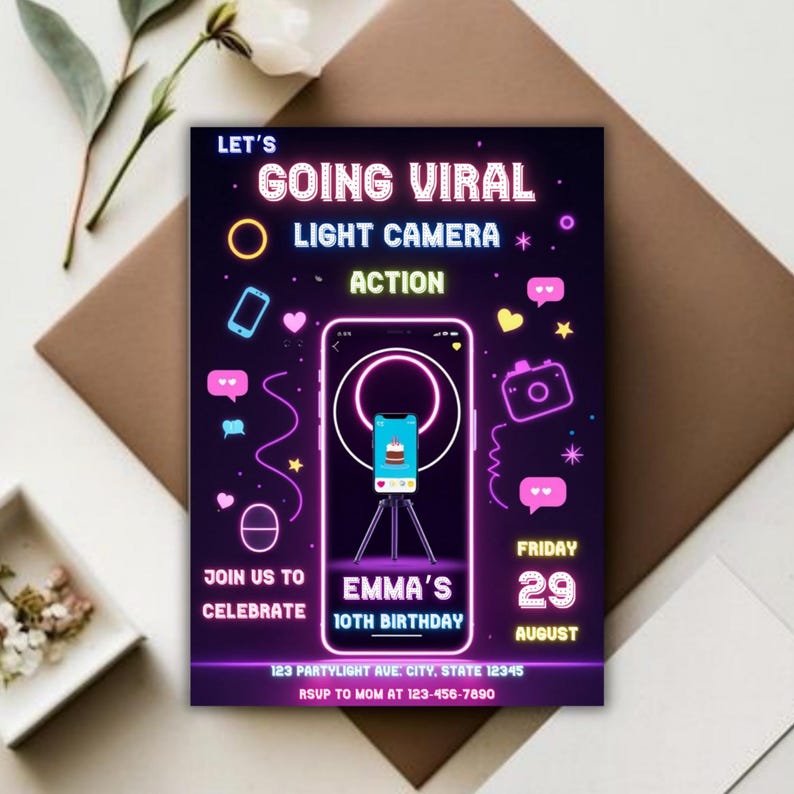 Let's Going Viral Invite, Content Creator Invitation, Digital Party ...