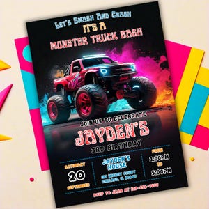Editable Monster Invite, Monster Jam Party Invite, Monster Jam ...
