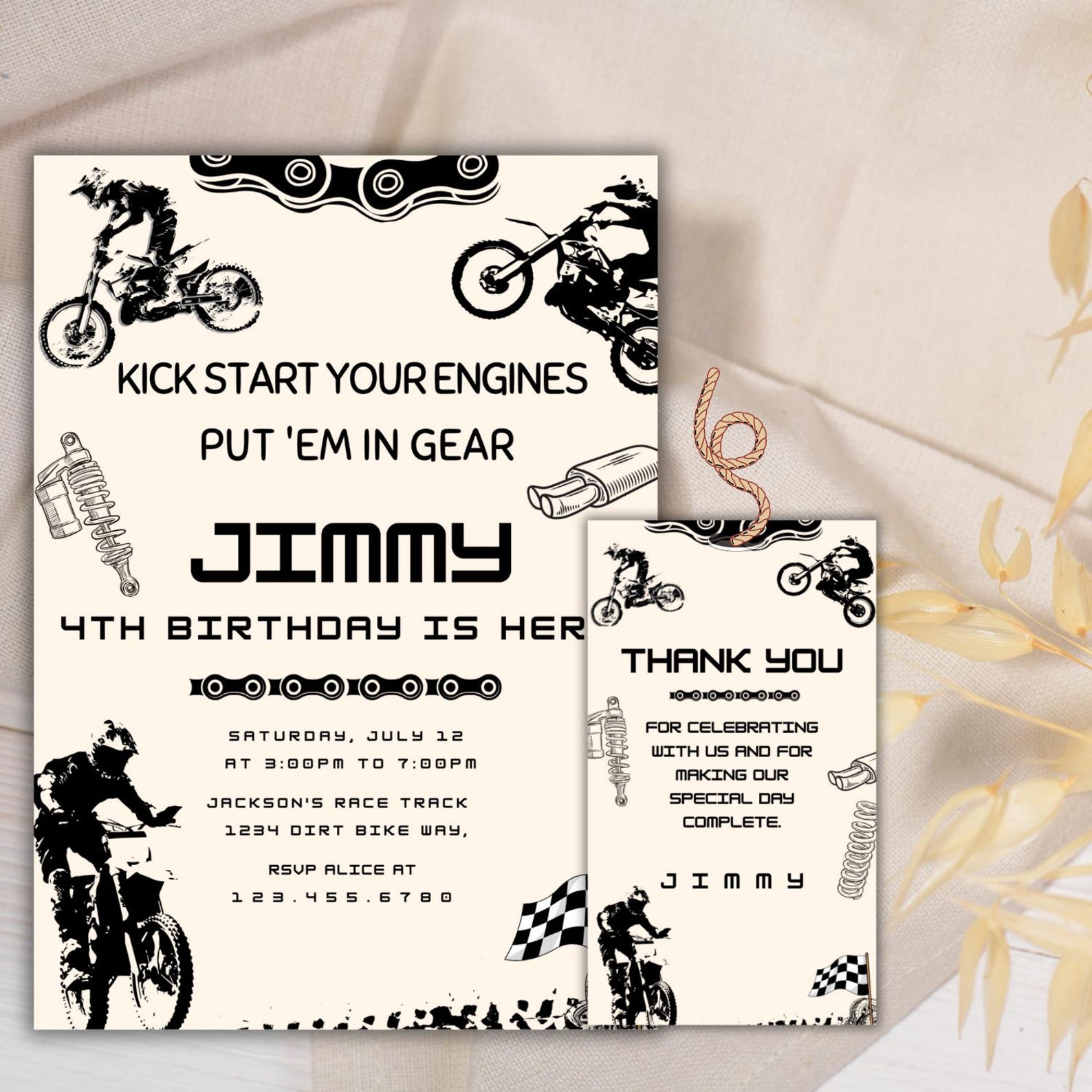 Dirt Bike Birthday Invitation: Motocross Party, Editable Template ...