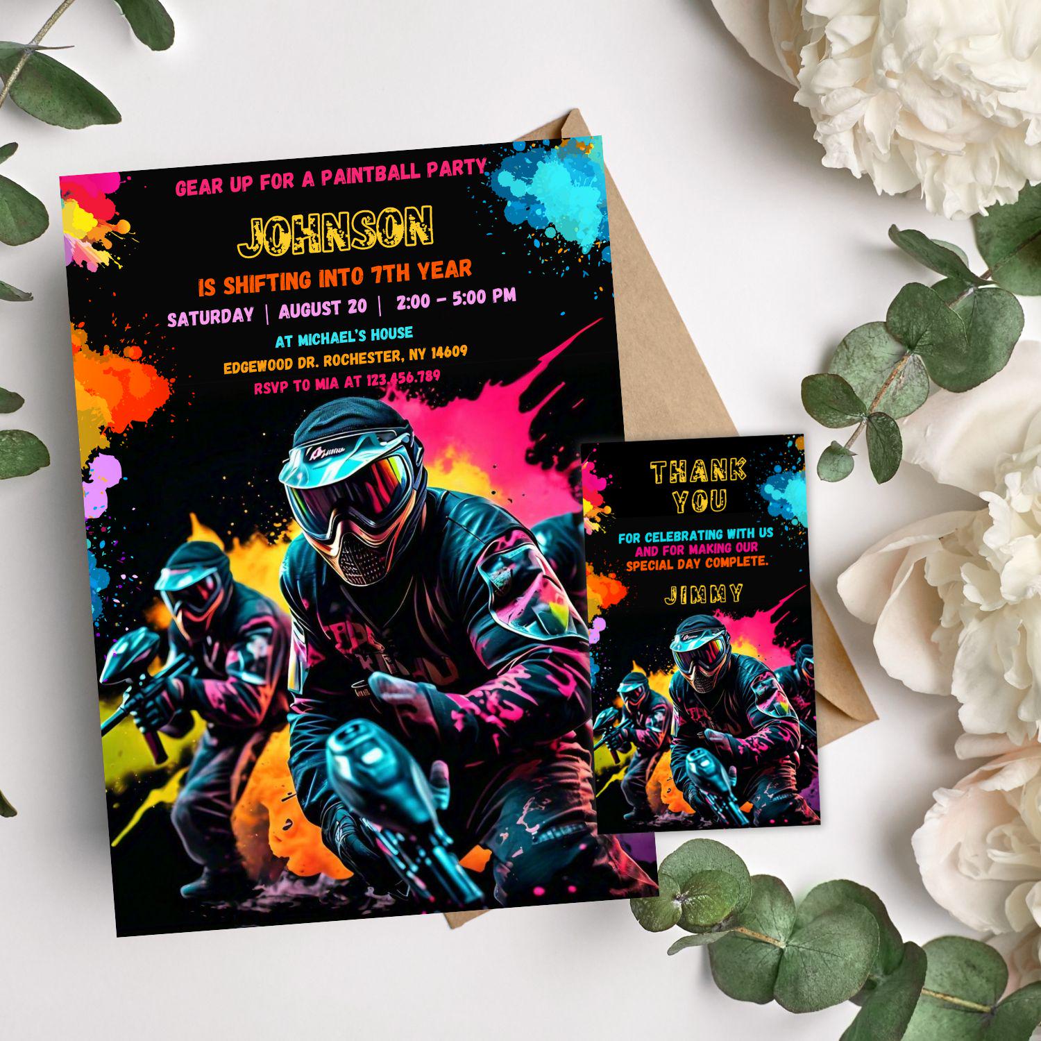 Paint Party Invitation Paintball Invitation Paintball War Invite ...