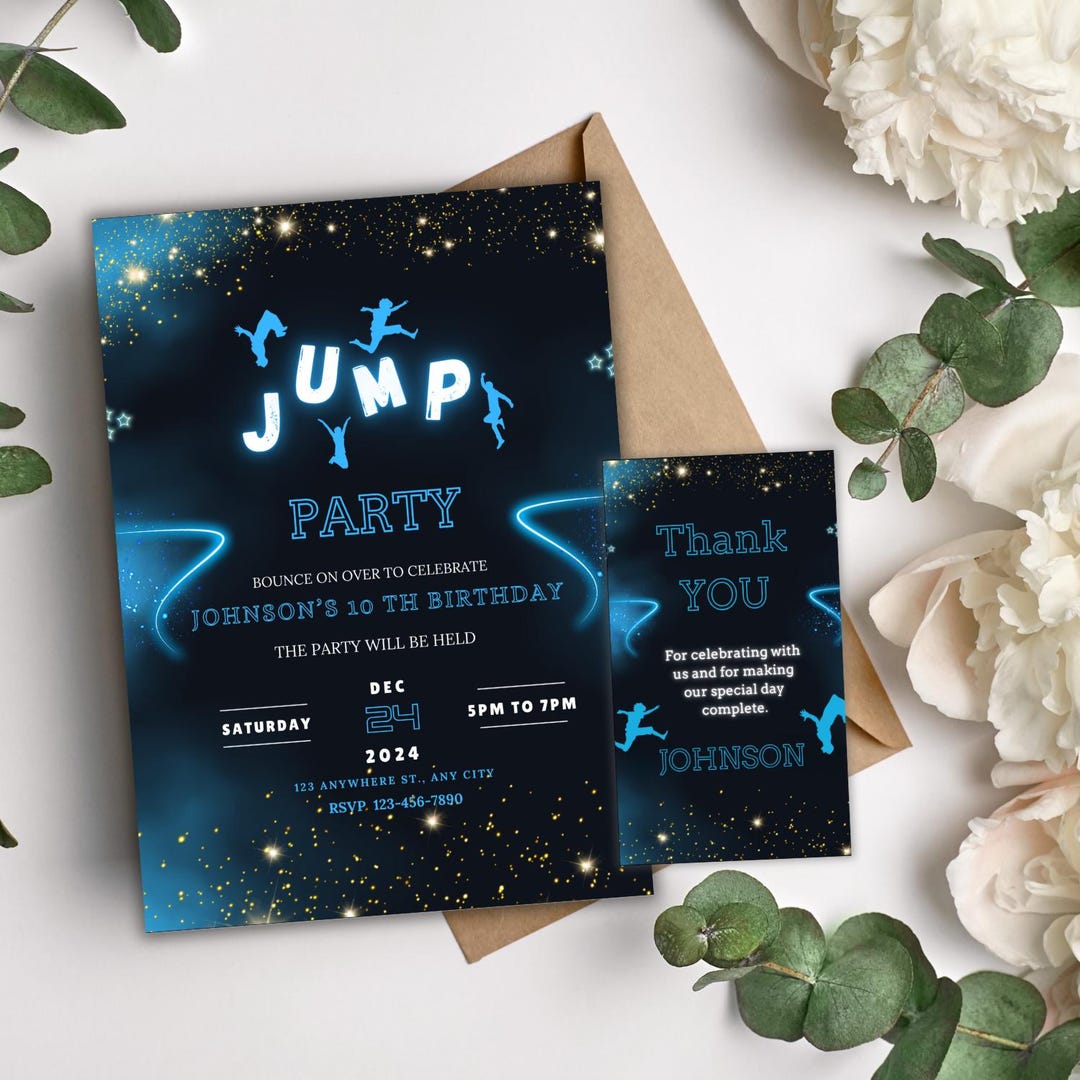 Trampoline Birthday Party Invitation: Editable Jump Invite (digital Download) - Etsy