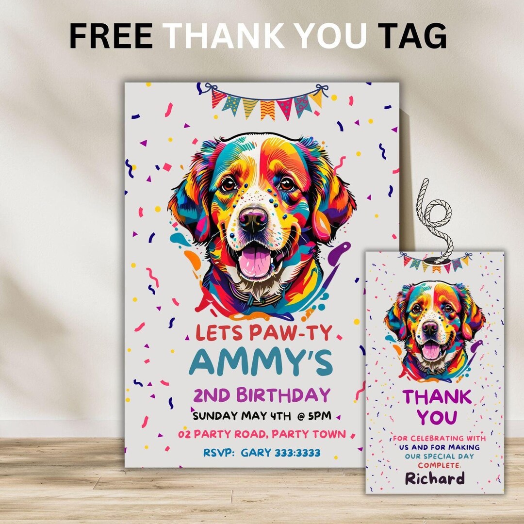 Editable Dog Invitation Puppy Party Invitation Printable Dog Pawty ...