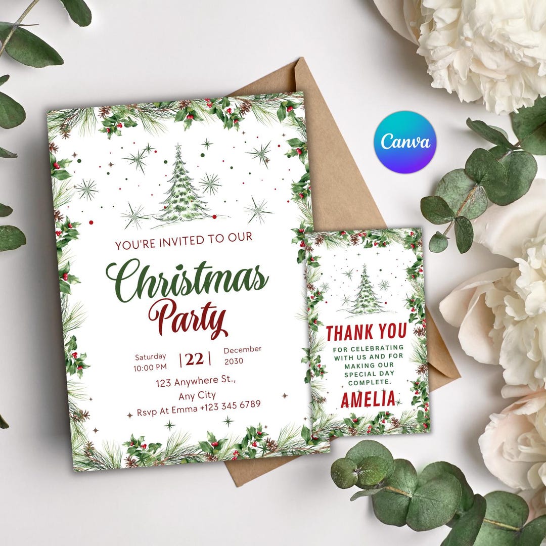 Editable Christmas Party Invitation Template: Festive Holiday Invite - Etsy