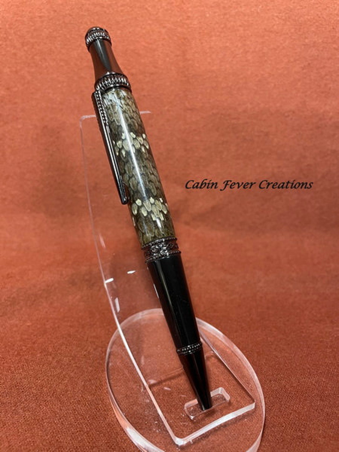 Mystical Unique Western Diamondback Snake Skin Pen, Black Chrome Finish ...