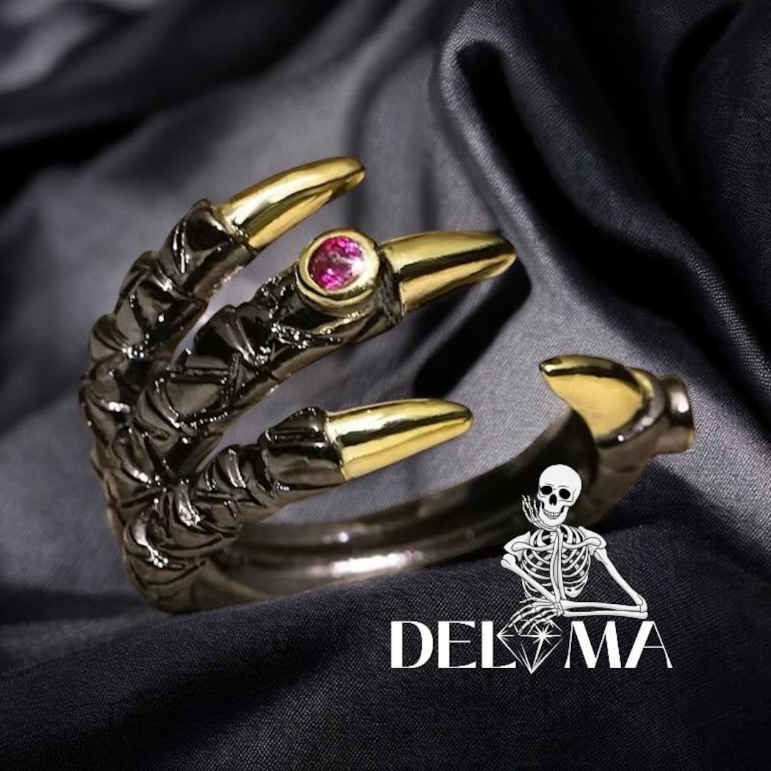 Raven Claw Talon Wrap Ring With Diamond Handmade Crow Foot Ring Unique ...