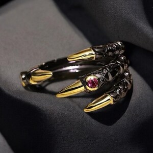 Raven Claw Talon Wrap Ring With Diamond Handmade Crow Foot Ring Unique ...