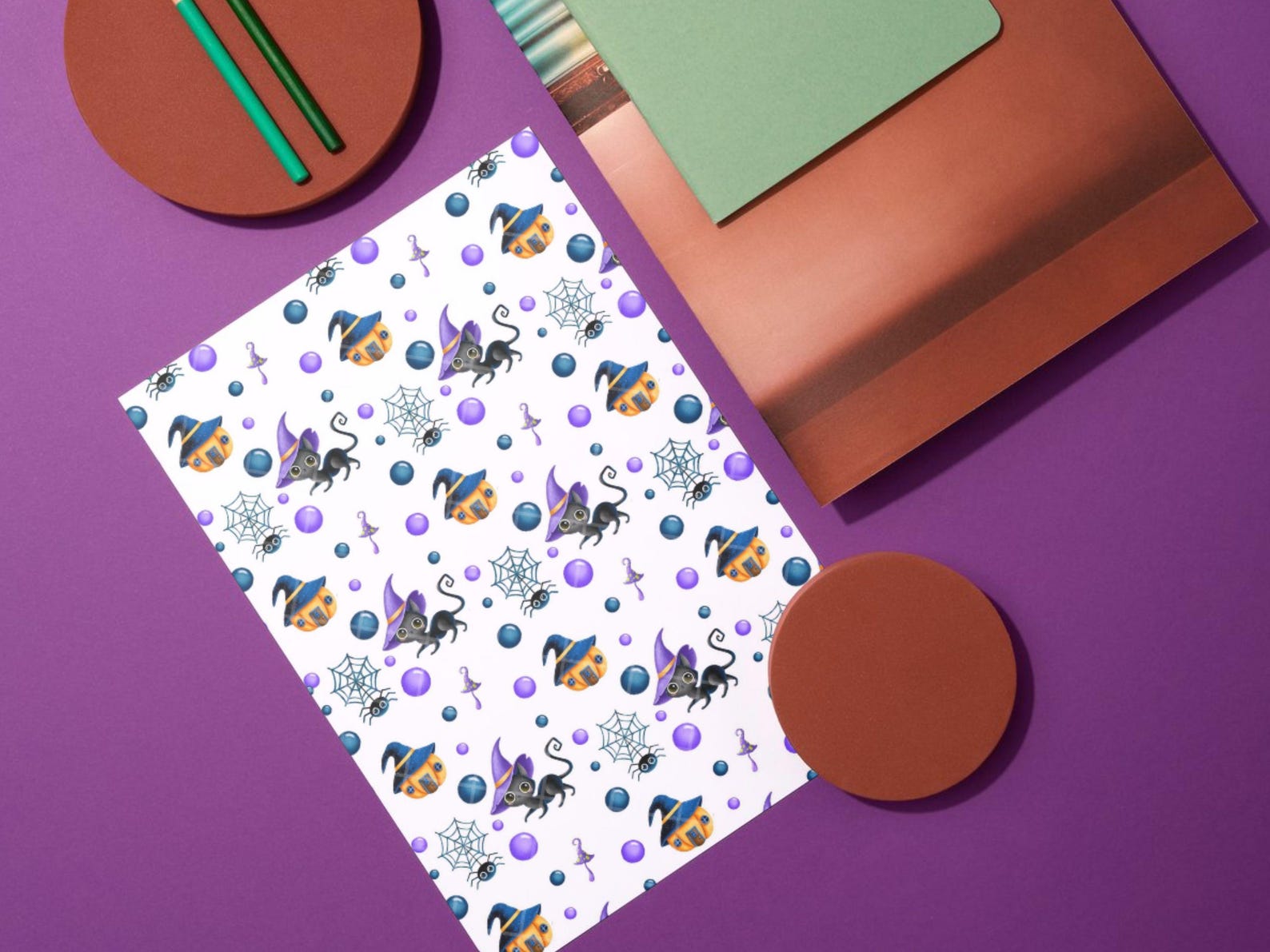 Cute Black Cat Halloween Paper, Seamless Patterns (PNG JPG Download) - Etsy