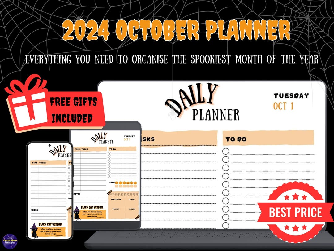 October Halloween Planner Printable Daily Digital Halloween Schedule ...
