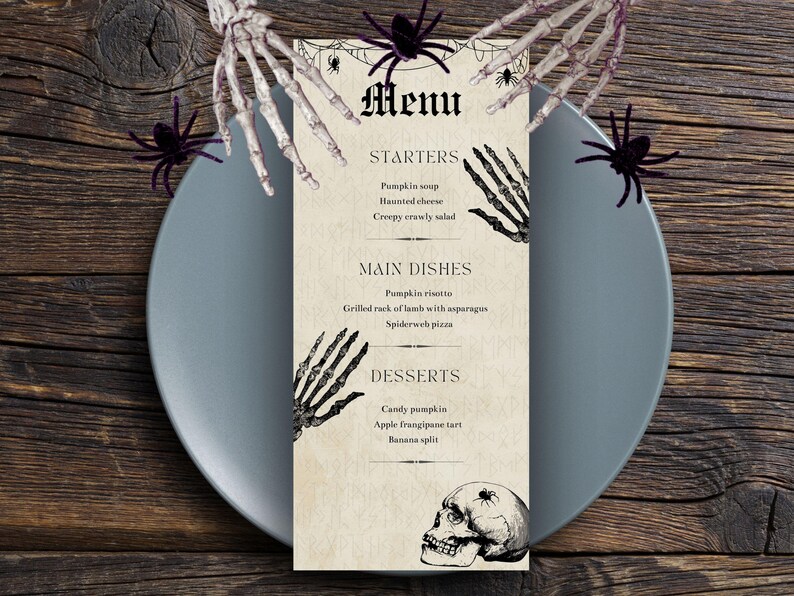 Scary Halloween Menu Printable Template for Home, Office, Bar ...