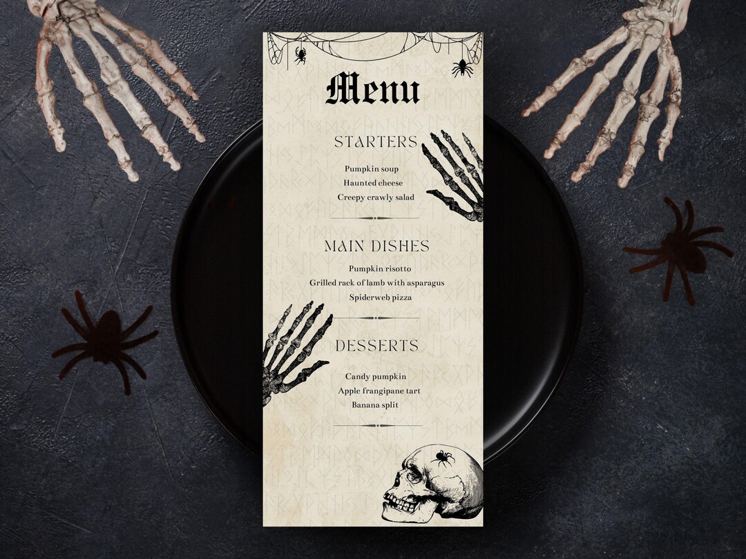 Scary Halloween Menu Printable Template for Home, Office, Bar ...