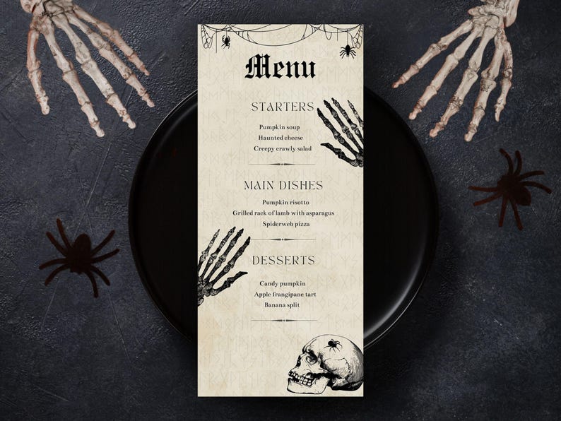 Scary Halloween Menu Printable Template for Home, Office, Bar ...