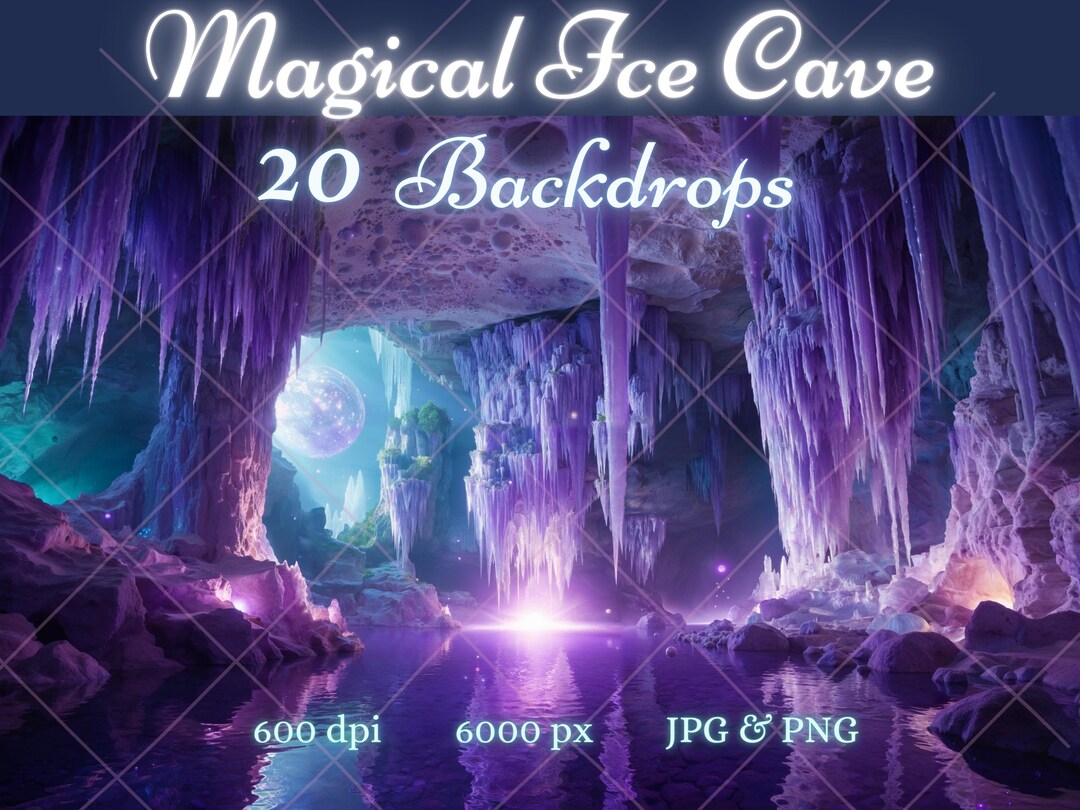 Magical Ice Cave Digital Backdrops: Winter Photography (PNG, JPG) - Etsy