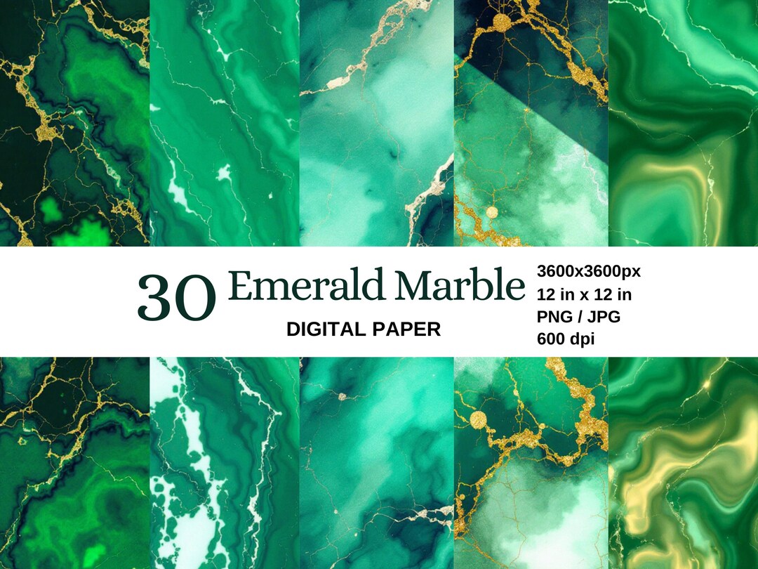 Emerald Green Marble Digital Paper: Scrapbook Backgrounds (digital ...