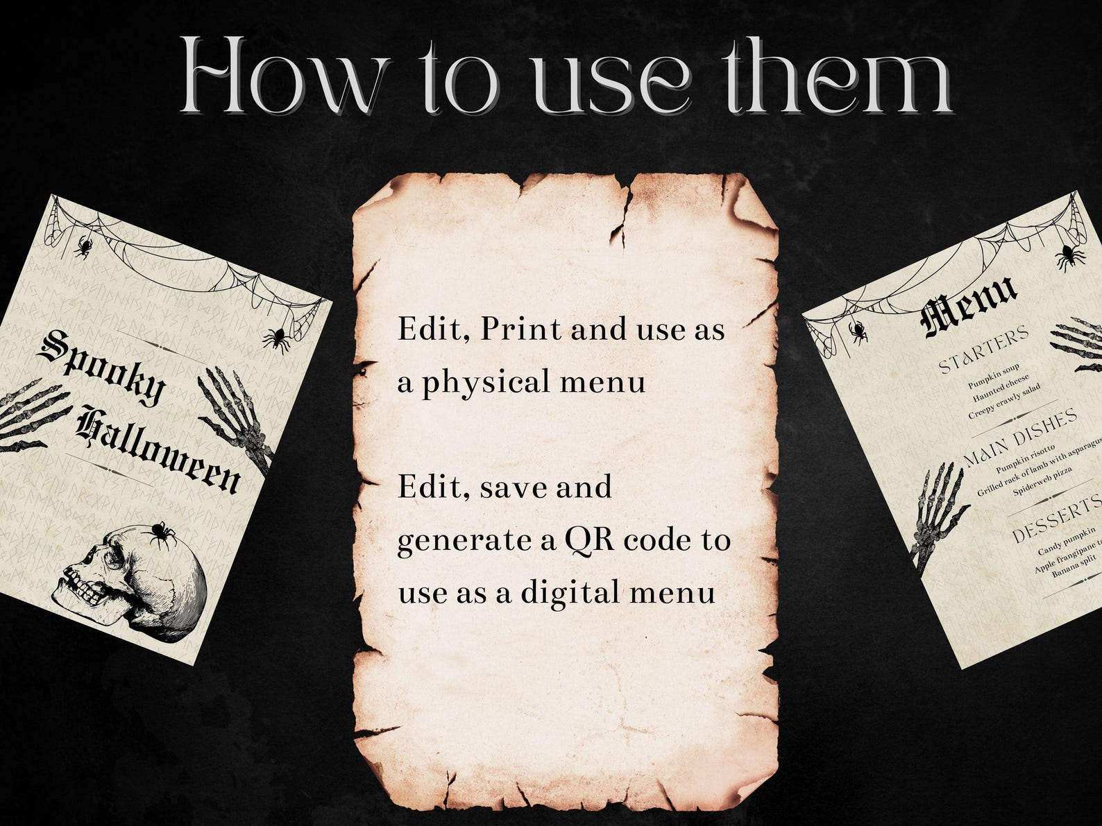 Scary Halloween Menu Printable Template for Home, Office, Bar ...