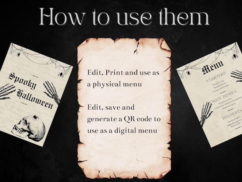 Scary Halloween Menu Printable Template for Home, Office, Bar ...