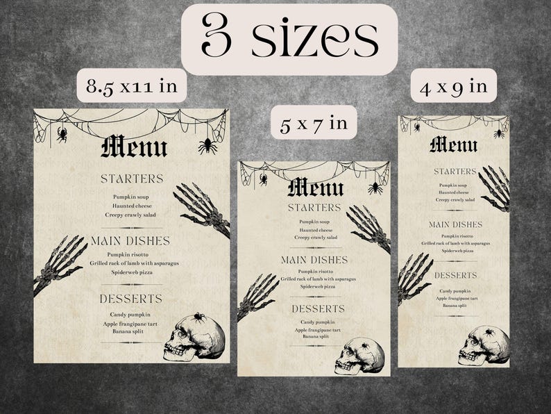 Scary Halloween Menu Printable Template for Home, Office, Bar ...