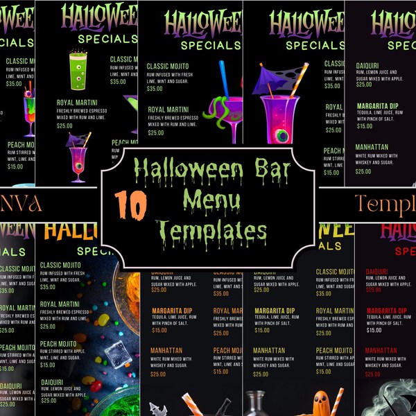 Scary Halloween Menu Printable Template for Home, Office, Bar ...