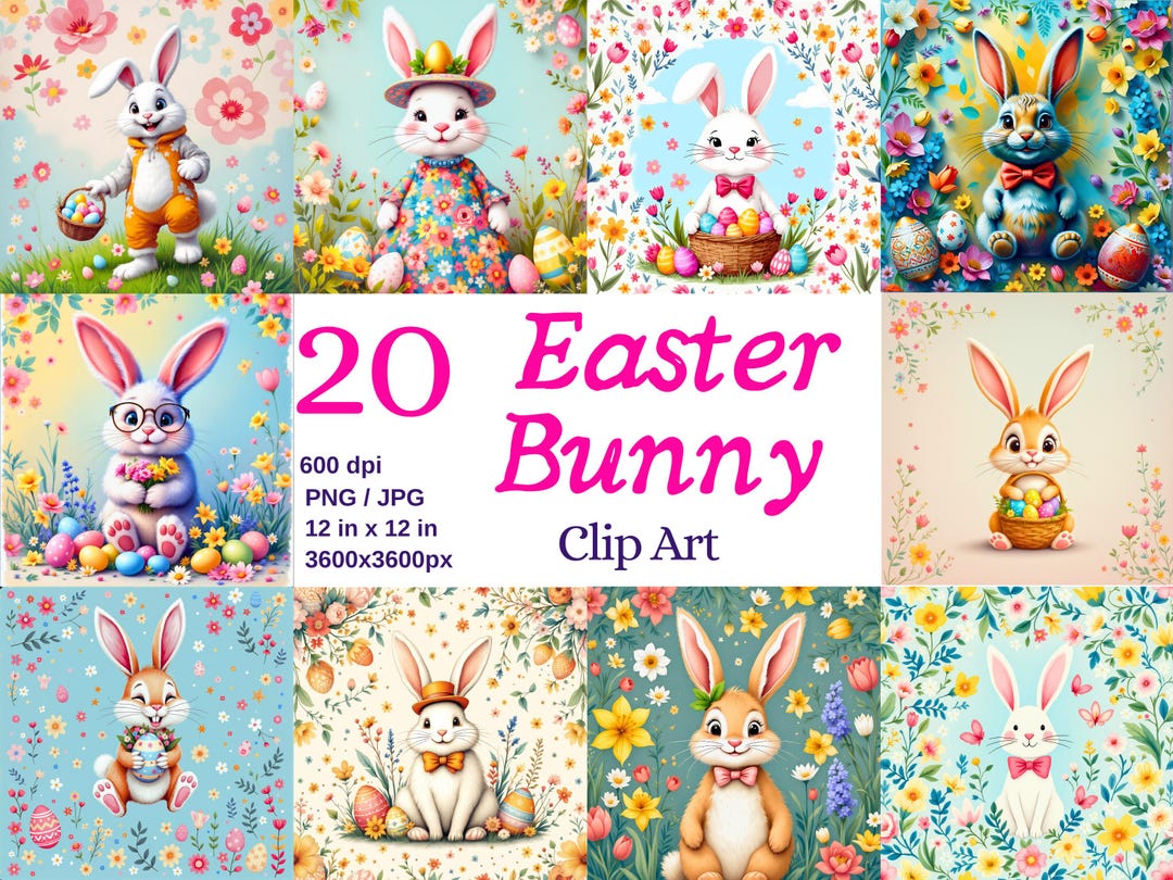 Sweet Easter Bunny Digital Paper, Easter Egg Hunt Invitation Background ...