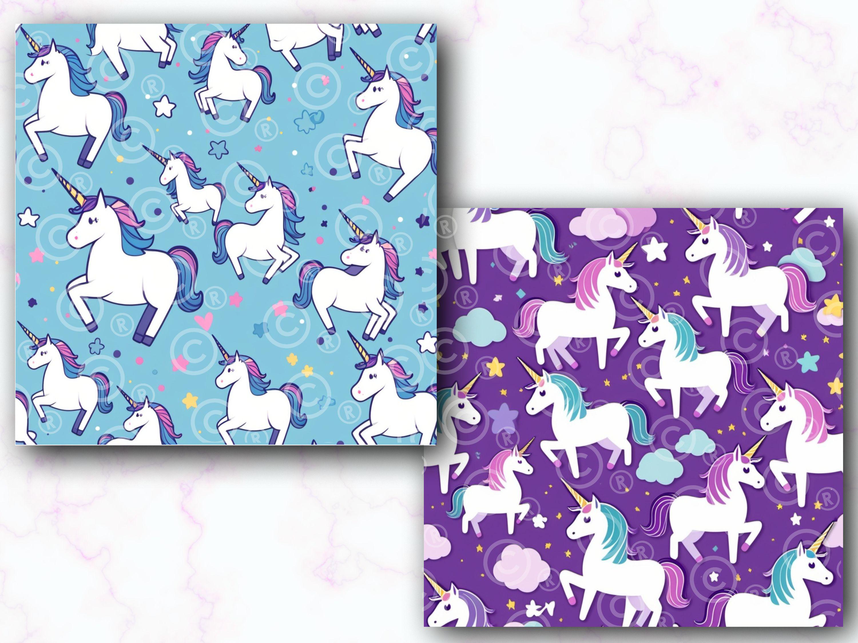 Rainbow Unicorn Digital Paper, Colorful Scrapbook Pattern, Pastel Craft ...