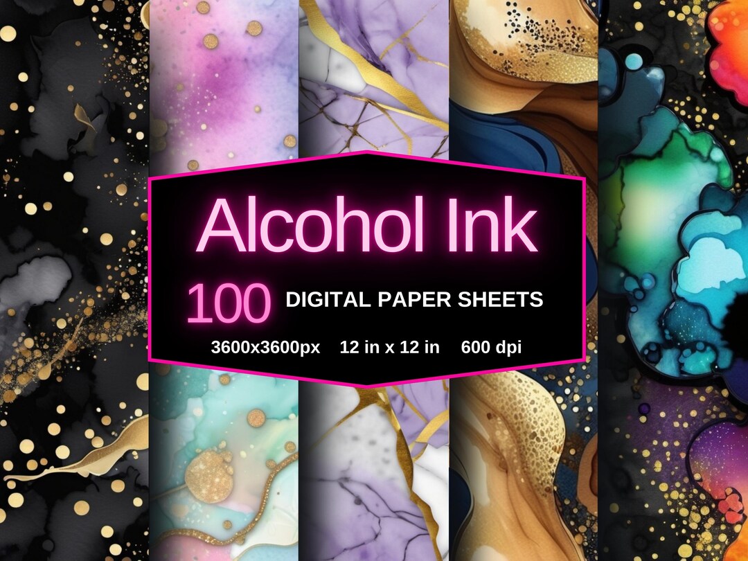 Alcohol Ink Digital Paper, Marble Glitter Background, Rainbow Scrapbook ...