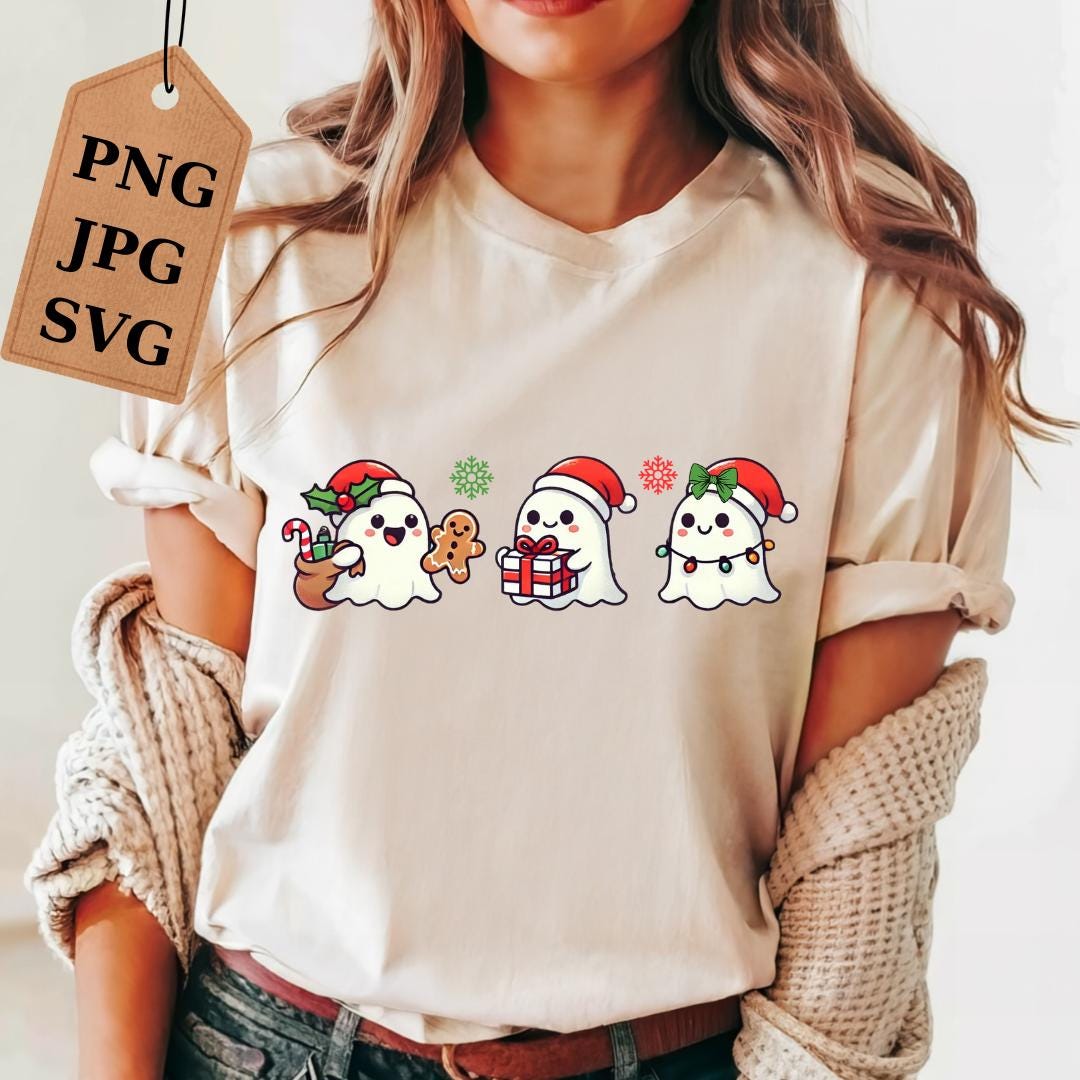 Christmas Png, Cute Christmas Ghost Png, Retro Christmas Png, Holiday ...