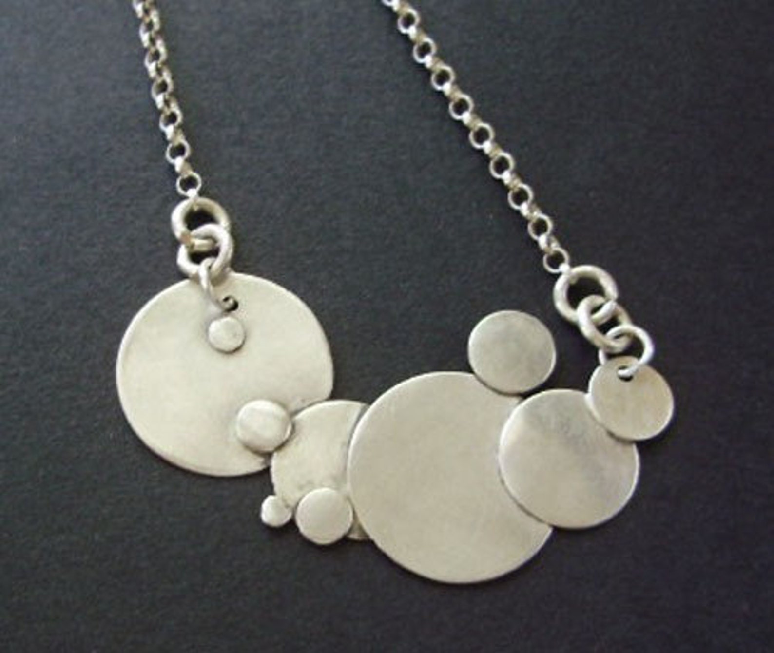 Hydrophilic Silver Necklace, Bubble Necklace, Circles Necklace, Artisan ...