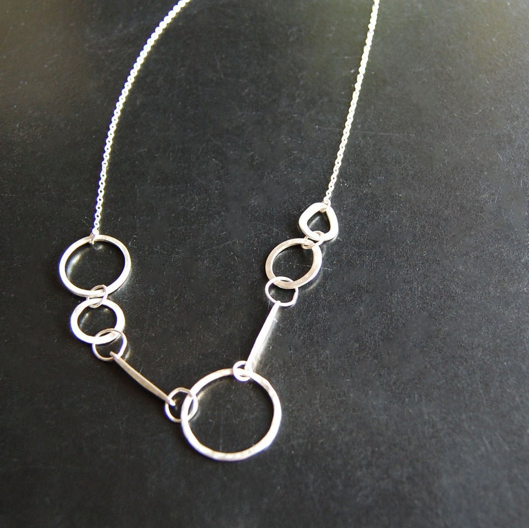 Loop & Link Necklace, Sterling Silver Circles, Asymetrical Necklace - Etsy