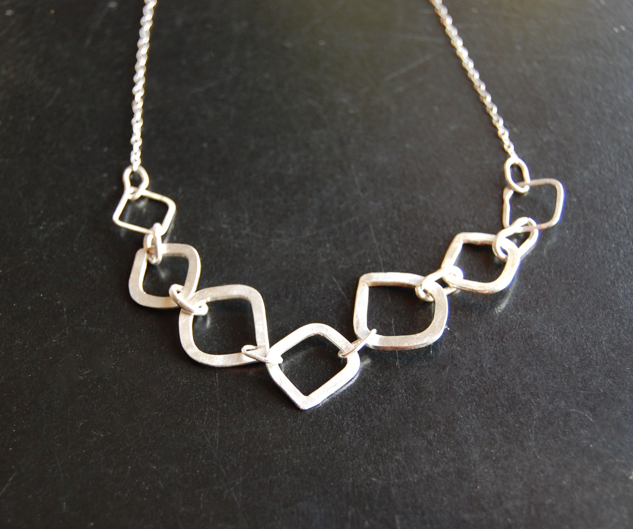 Collar de lazo cuadrado, plata, geometría, joyería artesanal - Etsy España