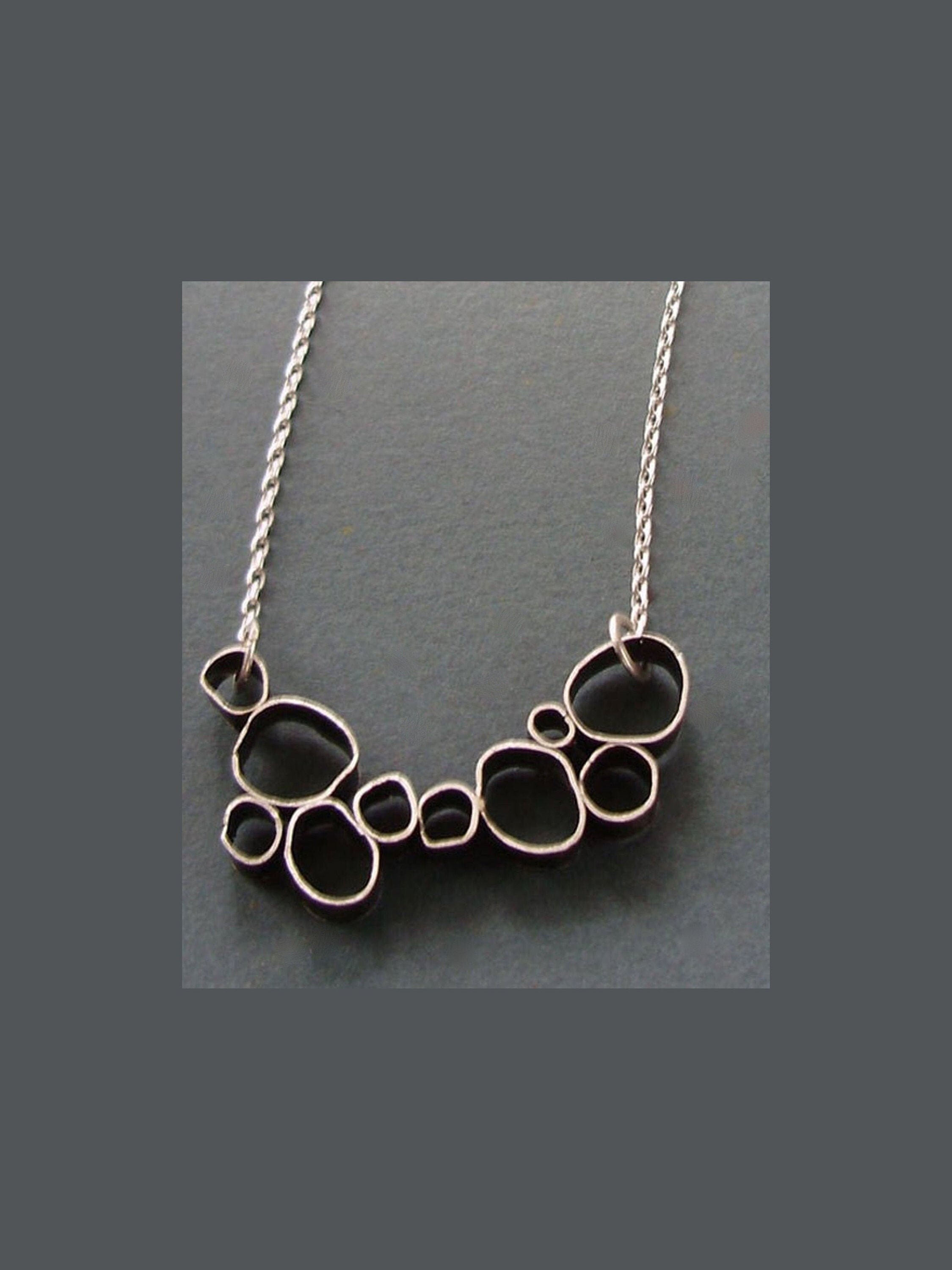 Organic Loops Pendant, Silver Ovals, Funky Circles, Edgy, Modern ...