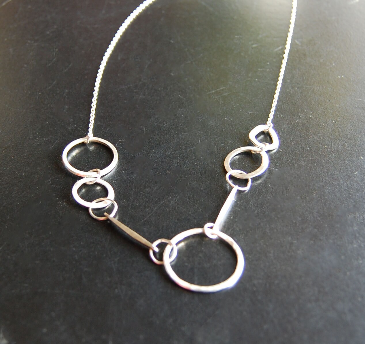 Loop & Link Necklace, Sterling Silver Circles, Asymetrical Necklace - Etsy