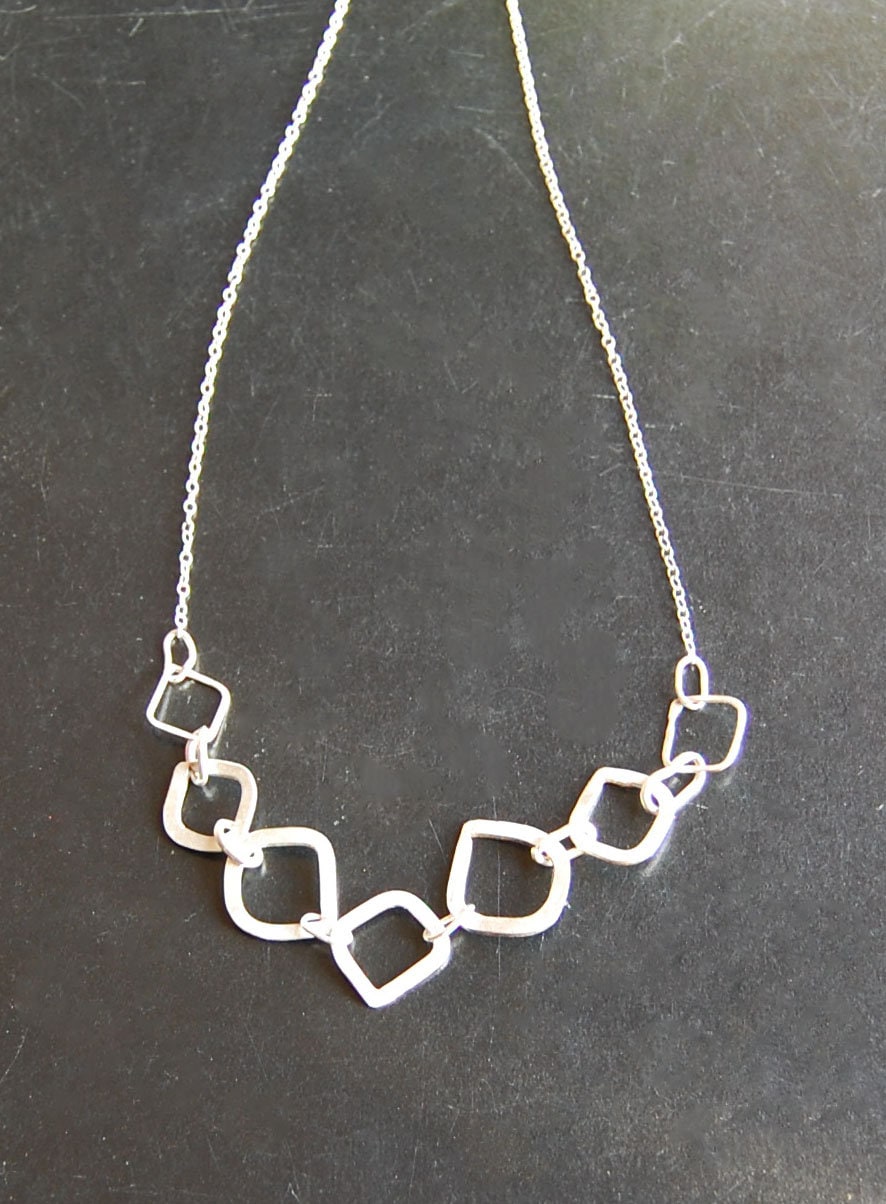 Collar de lazo cuadrado, plata, geometría, joyería artesanal - Etsy España