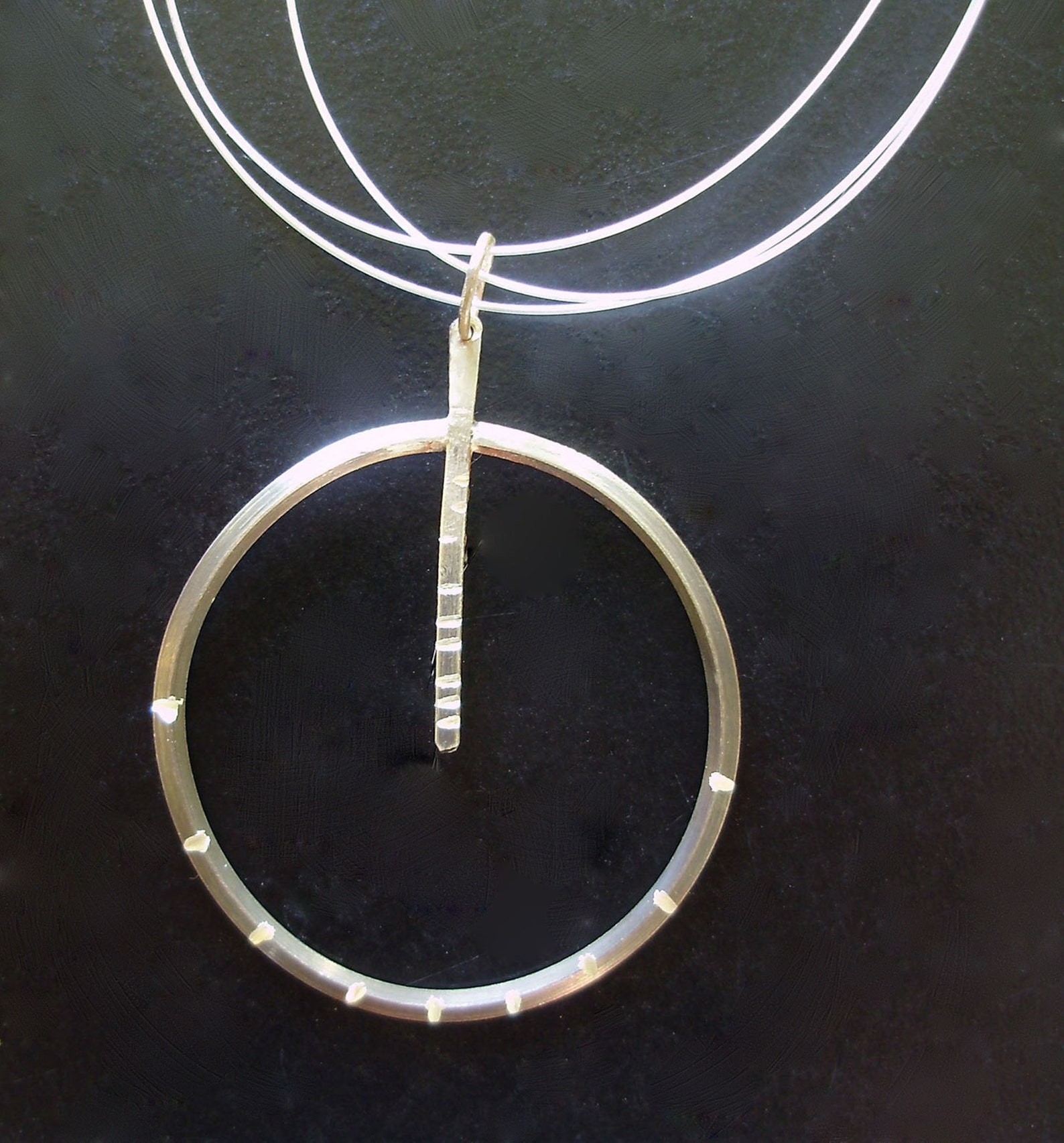 Radius Pendant, Minimalist, Geometric, Silver, Textured Circle, Math ...