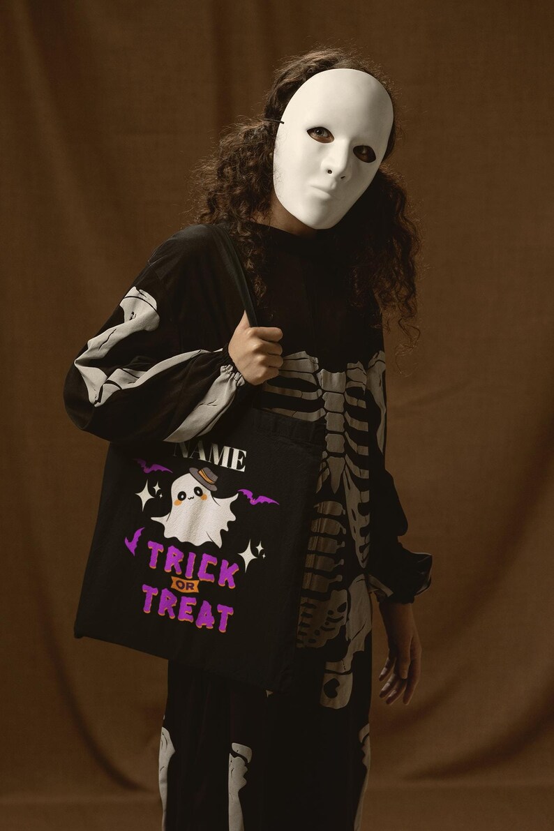 Ghost Pumpkin Trick or Treat Bag Personalized Custom Halloween Tote Bag ...