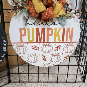 Hello Pumpkin Fall Door Sign: Farmhouse Thanksgiving Decor - Etsy