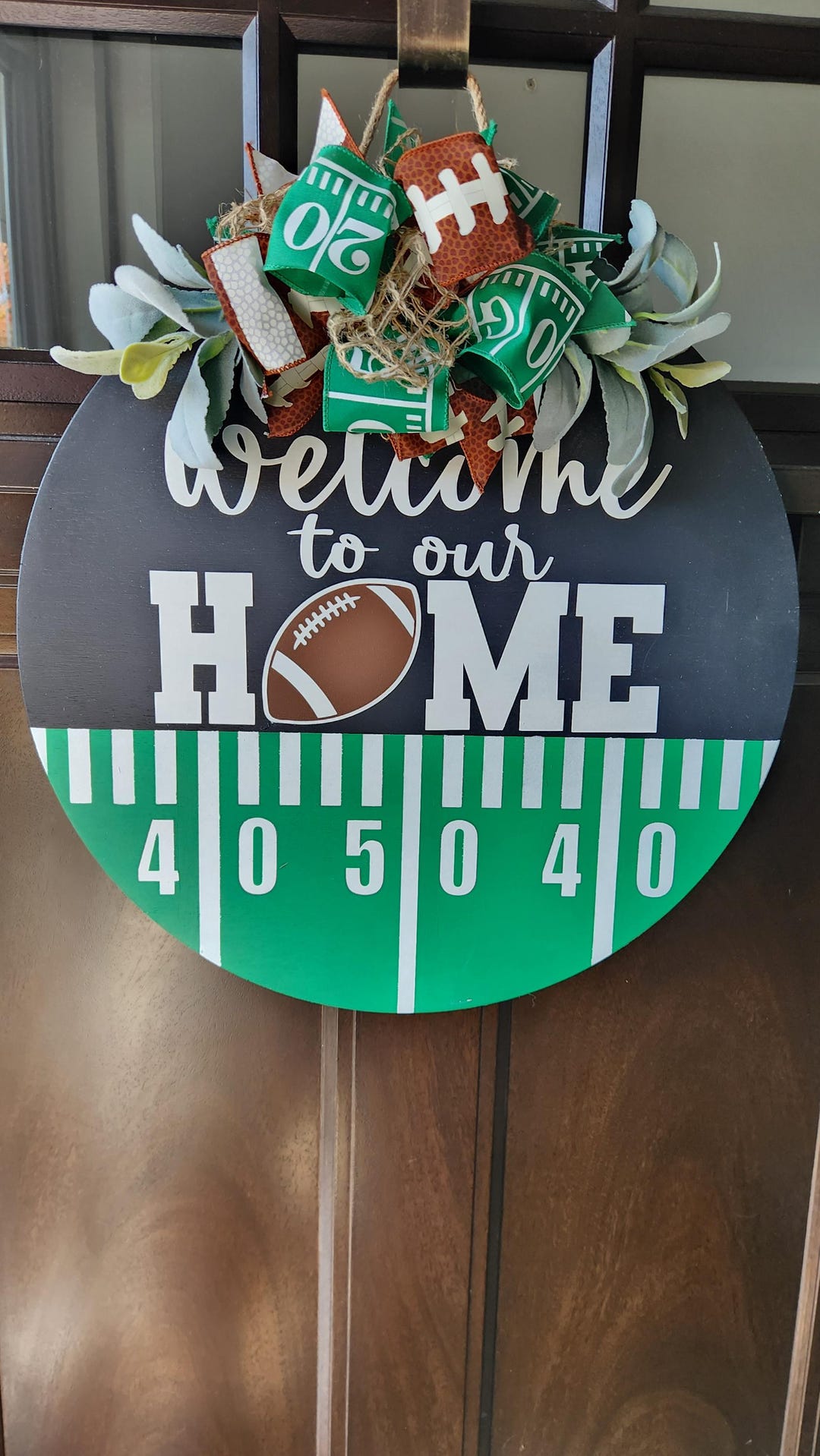Welcome to Our Home-football, Front Door Round Sign, Front Door Decor ...