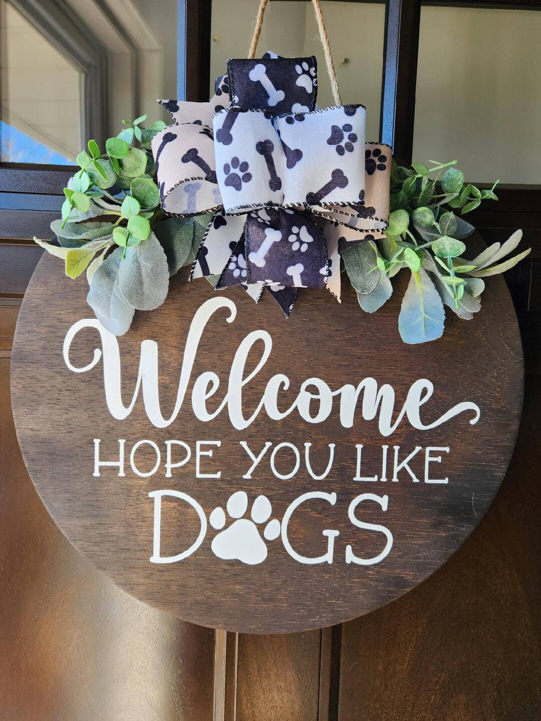 Hope You Like Dogs Welcome Sign | Front Door Decor | Front Door Wreath ...