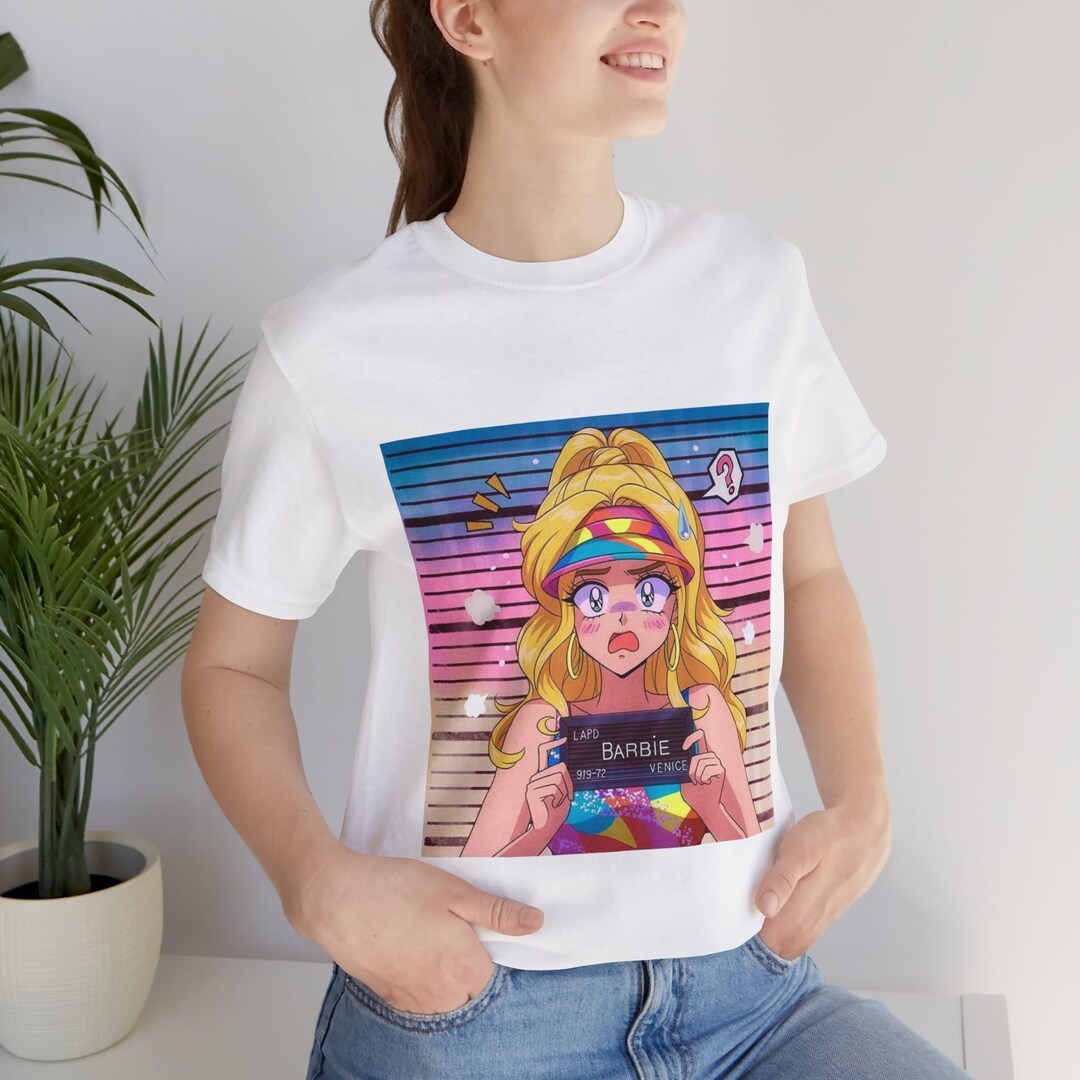 Barbie Arrested Shirt LAPD Mugshot Venice Beach Rollerskating Anime Tee ...