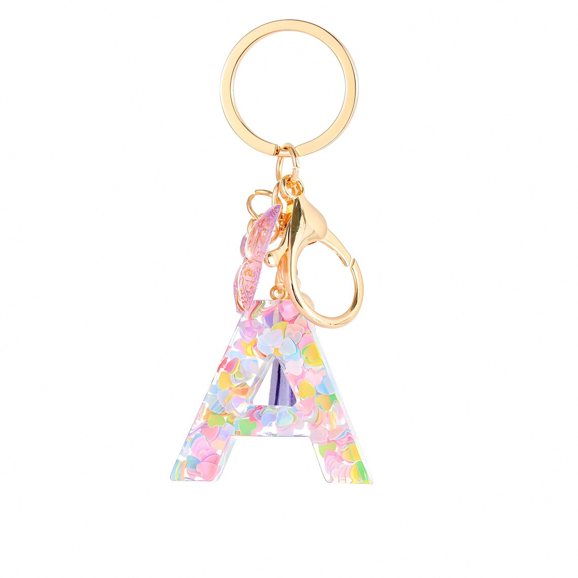 Light Purple Sequin Fringe Resin Key Chain 26 Letter Pendant Gift for ...