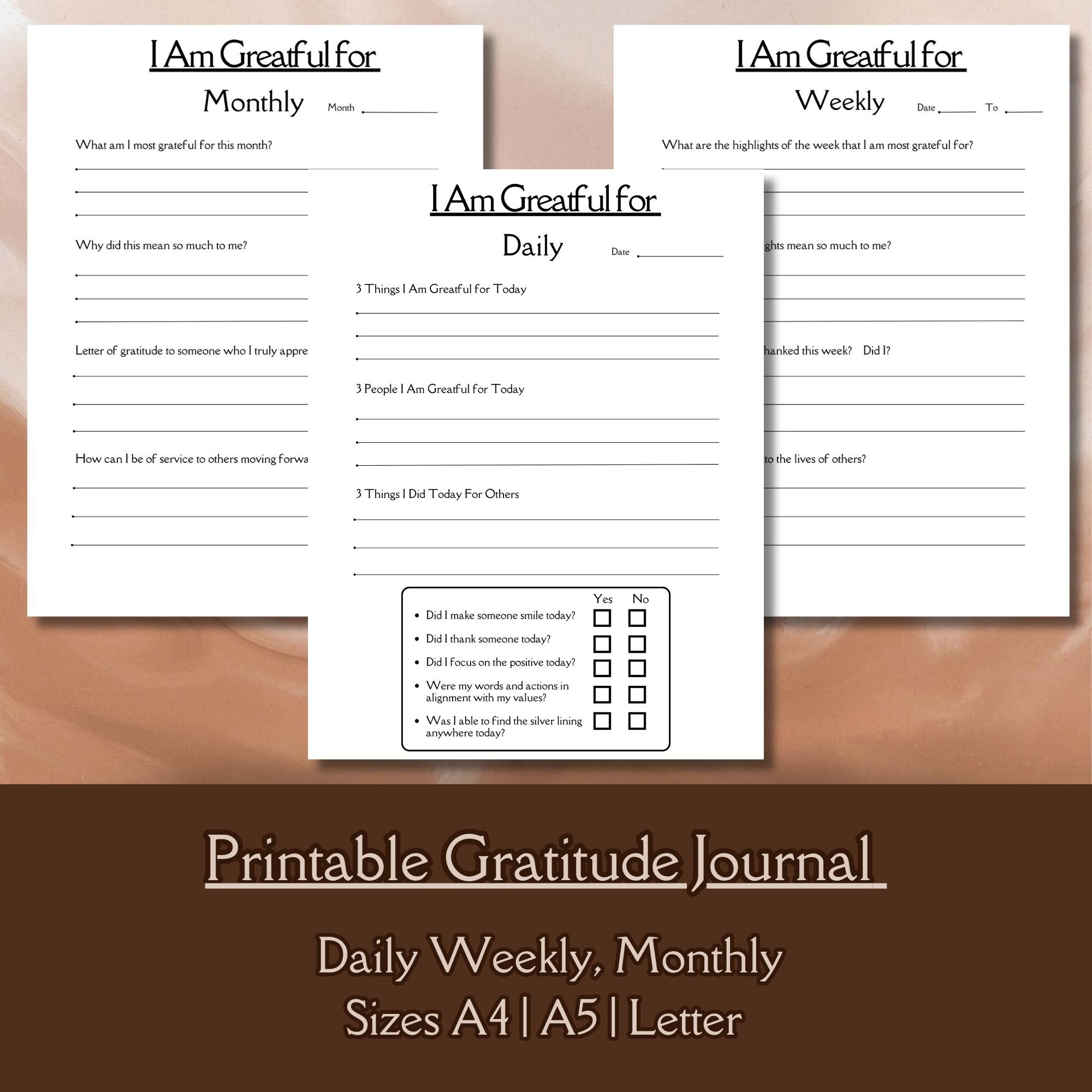 Gratitude Journal | Printable Journal Prompt | Positive Affirmation ...
